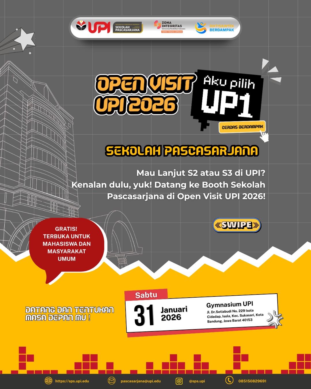 Sekolah Pascasarjana UPI Siap Meriahkan Open Visit UPI 2026